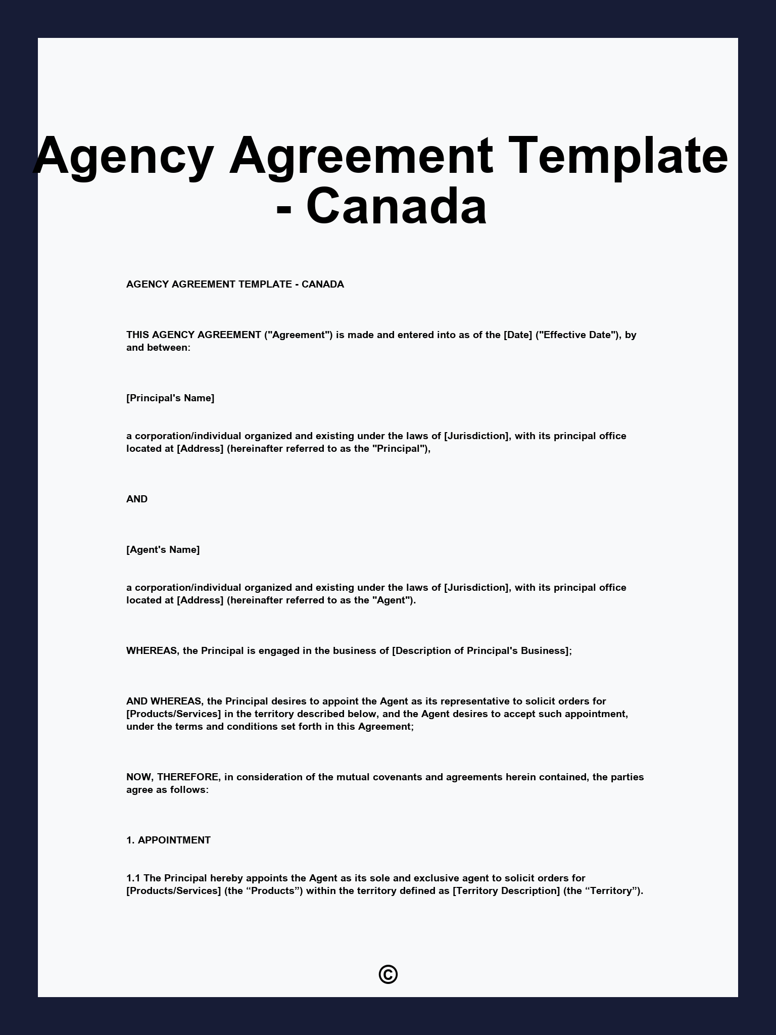 Agency Agreement Template - Canada