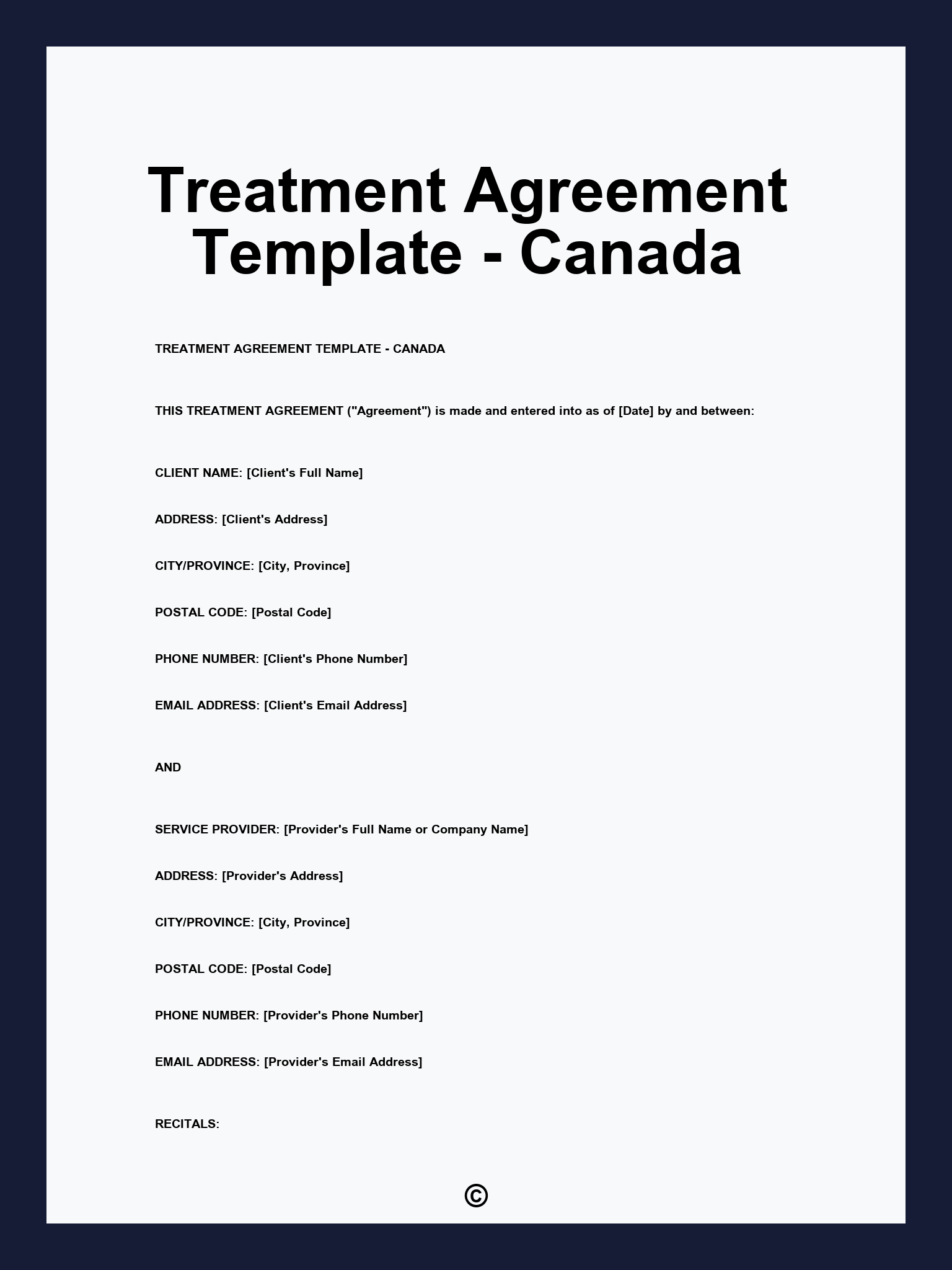 Treatment Agreement Template - Canada